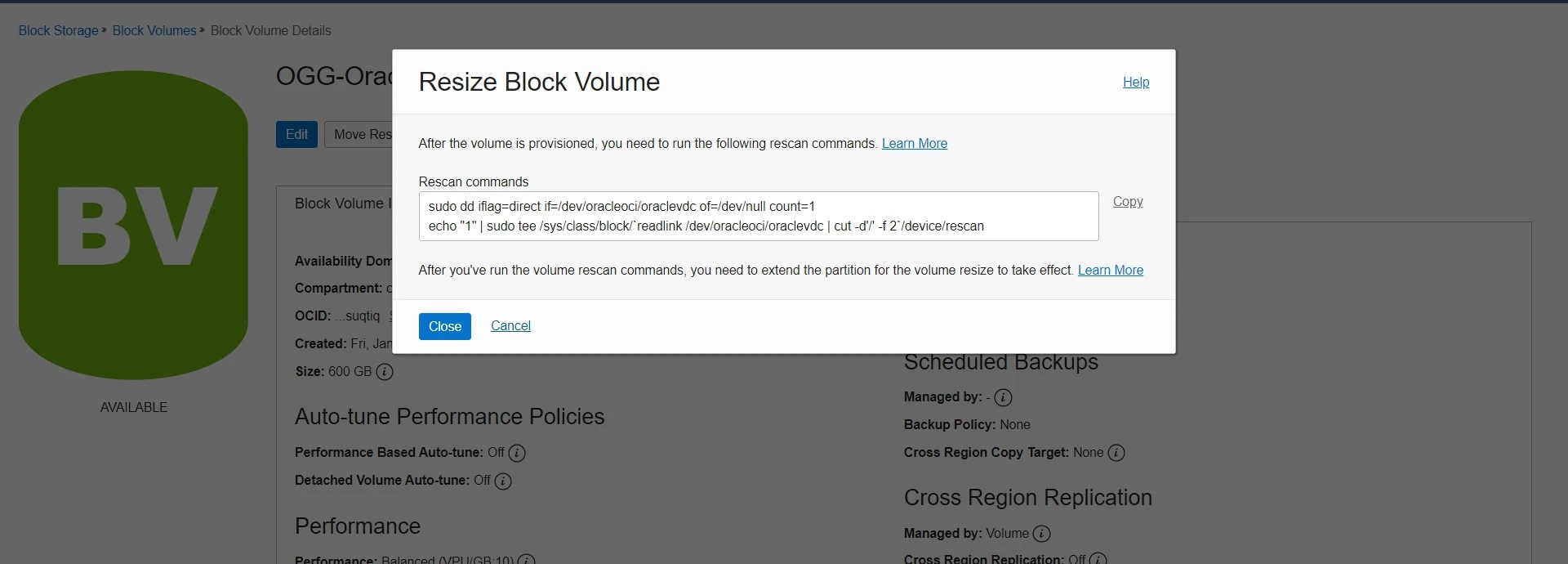 Increase Block Volume Size In Oci Oraclegg
