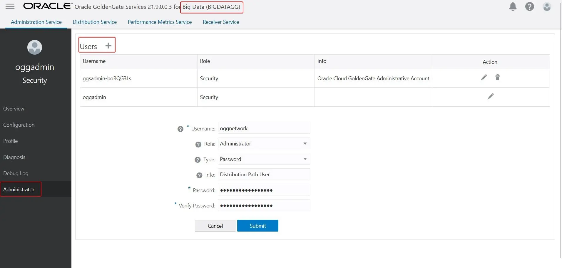 Oci Goldengate Service Create Distribution Path Oraclegg