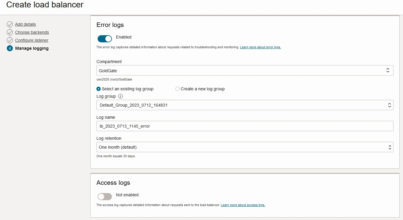 GoldenGate access using Load Balancer - OracleGG